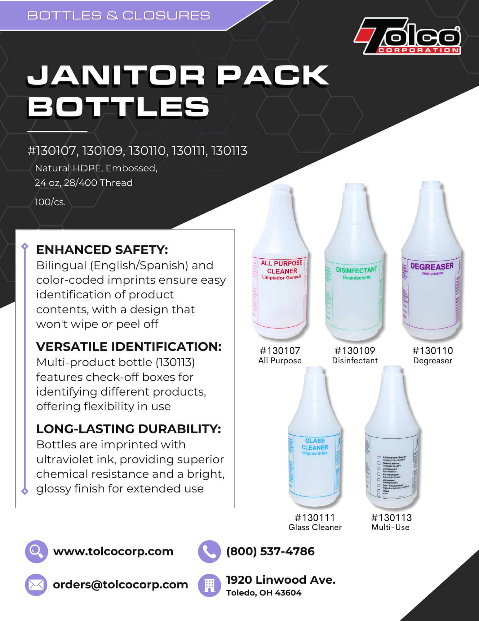 Janitor Pack Bottles - Tolco Corporation