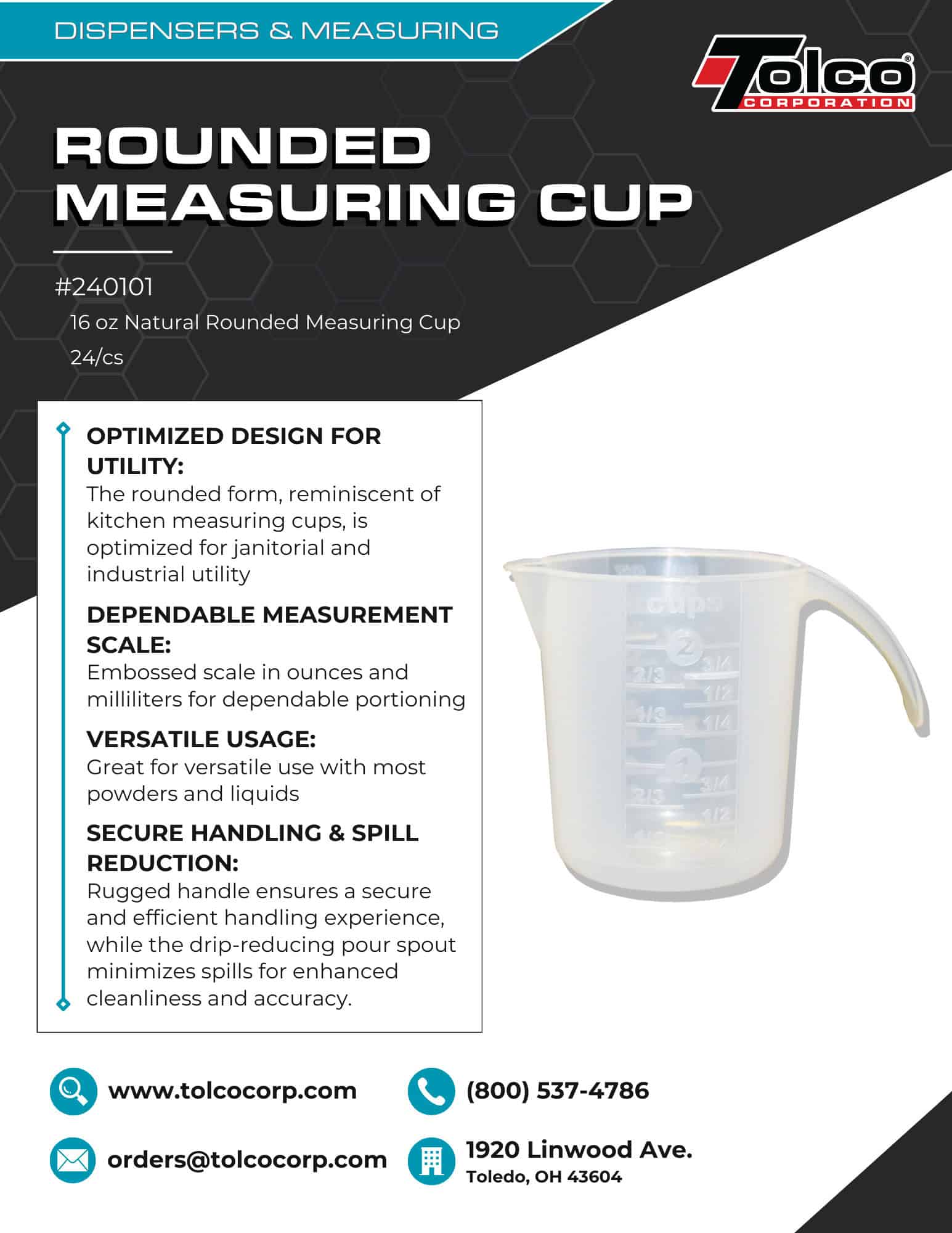 Rounded Measuring Cup - Tolco Corporation