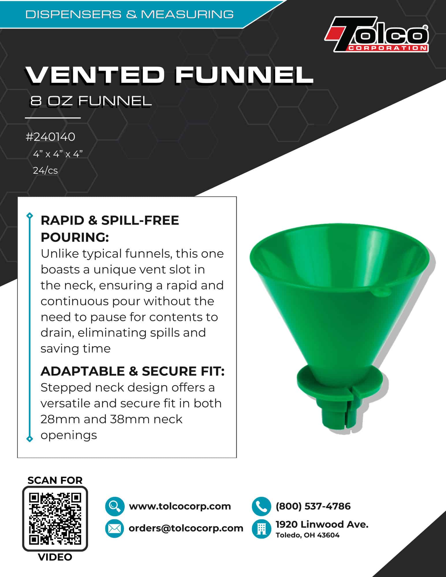 Vented Funnel - Tolco Corporation