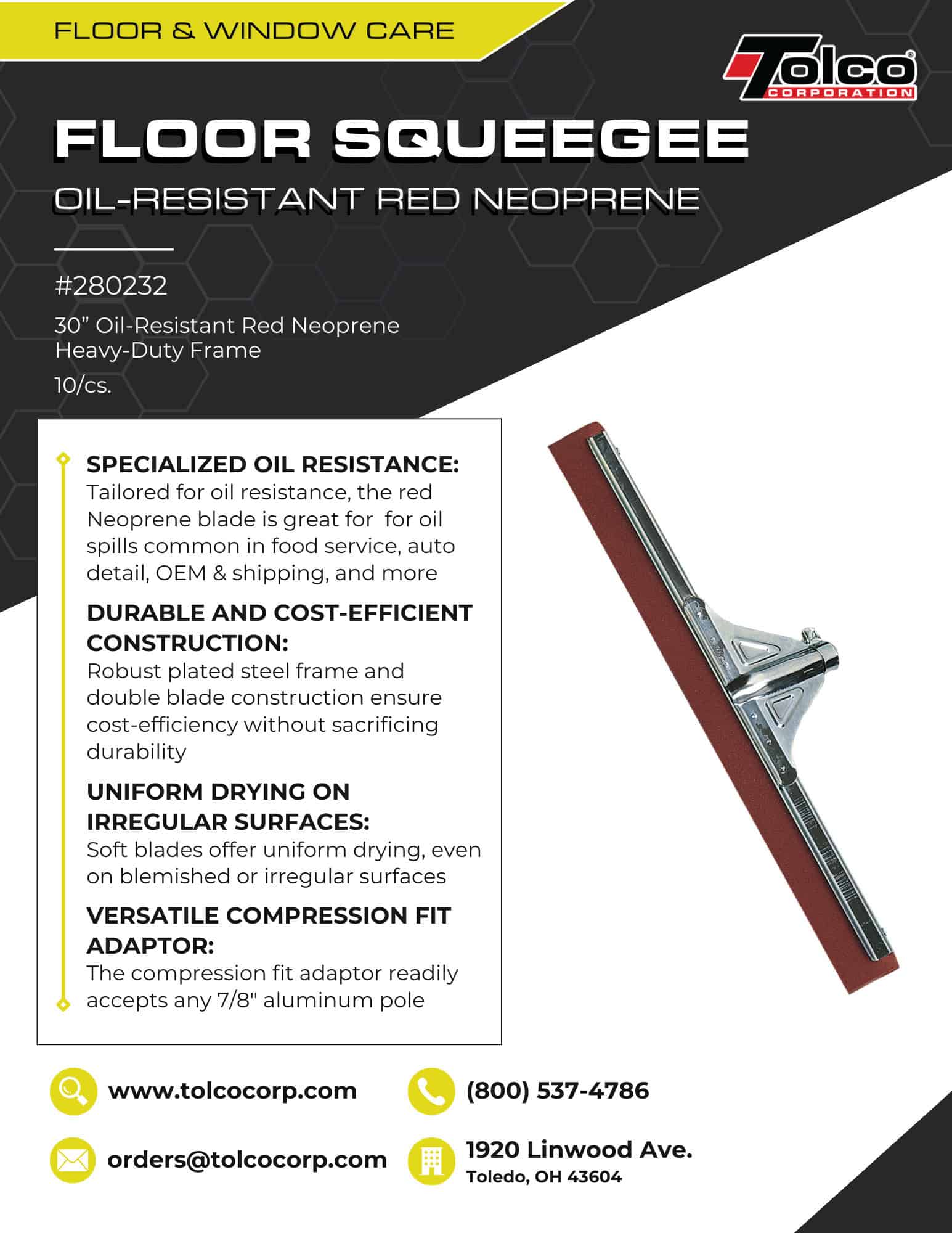 Red Neoprene Floor Squeegee - Tolco Corporation