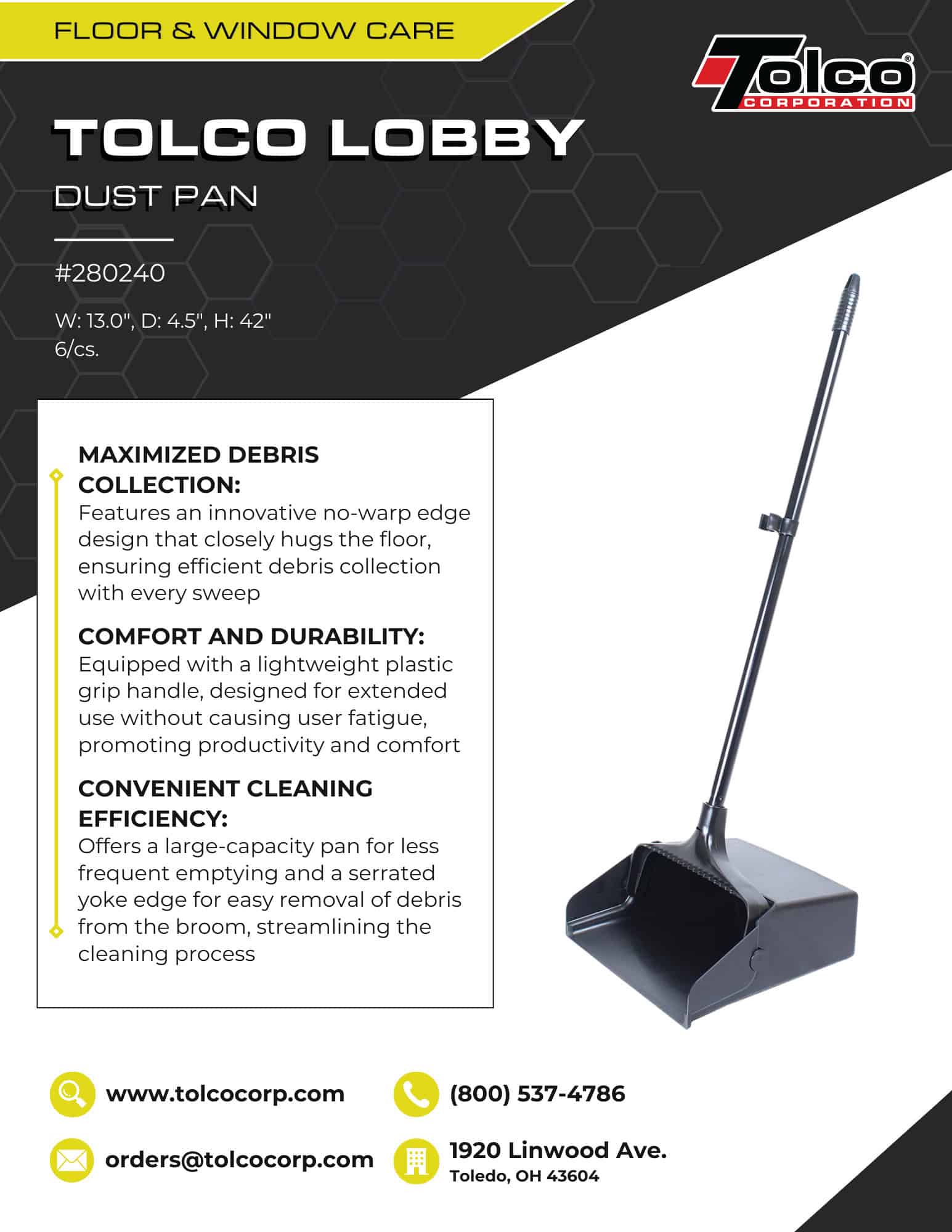 Tolco Lobby Dust Pan - Tolco Corporation