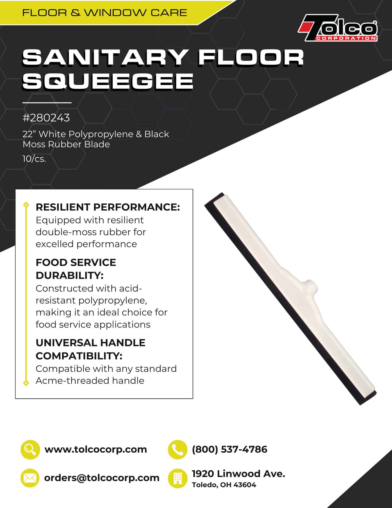 Sanitary Floor Squeegee - Tolco Corporation