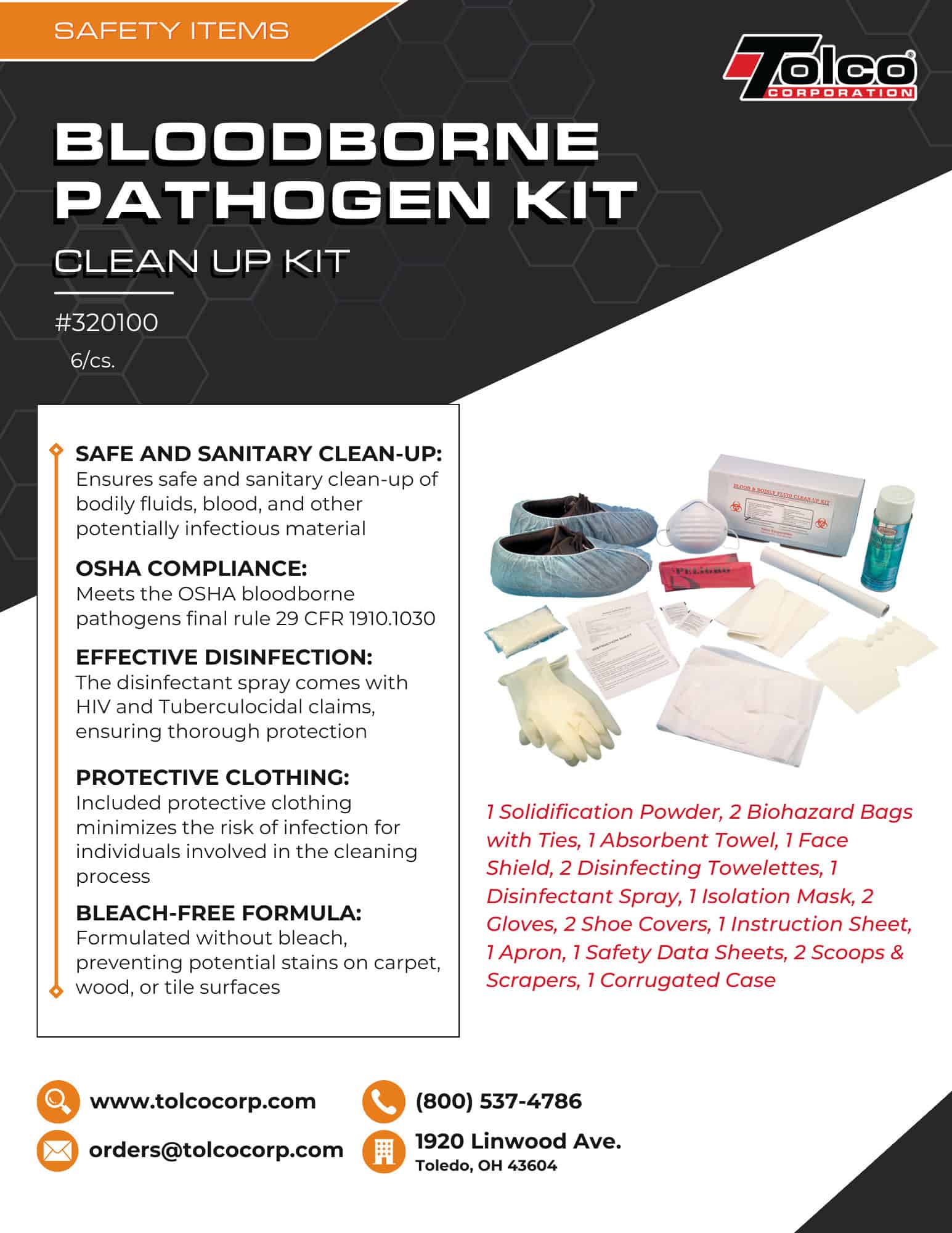 Bloodborne Pathogen Clean Up Kit - Tolco Corporation